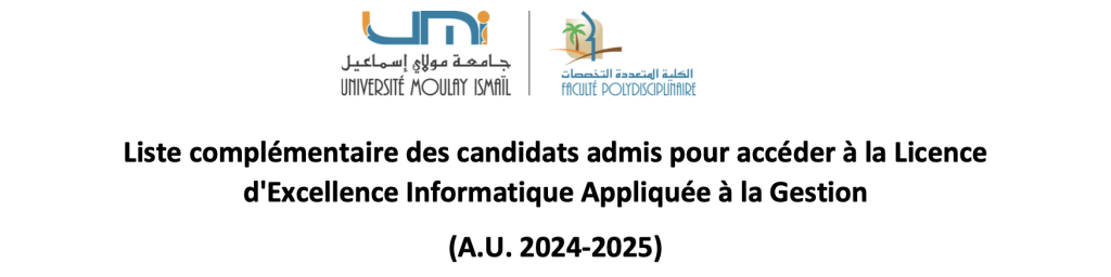 Liste complémentaire des candidats admis pour accéder à la Licence d ...